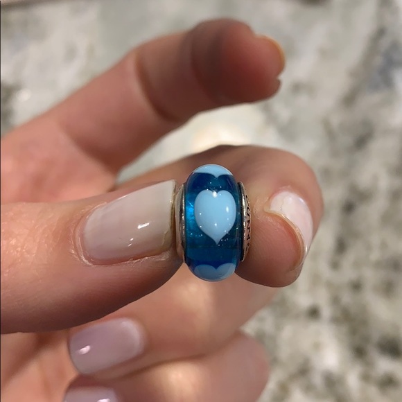 Pandora | Jewelry | Pandora Retired Murano Glass Love Blue Heart Charm ...